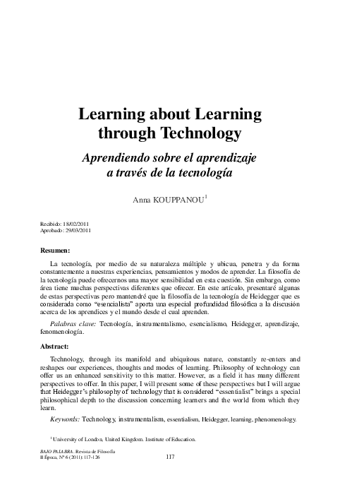 (PDF) Learning about Learning through Technology