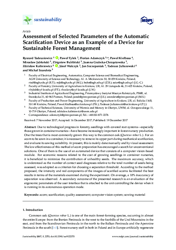 (PDF) Assessment of Selected Parameters of the Automatic Scarification ...
