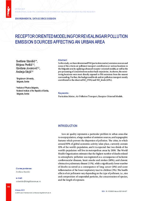 (PDF) Receptor Oriented Modeling for Revealing Air Pollution Emission ...