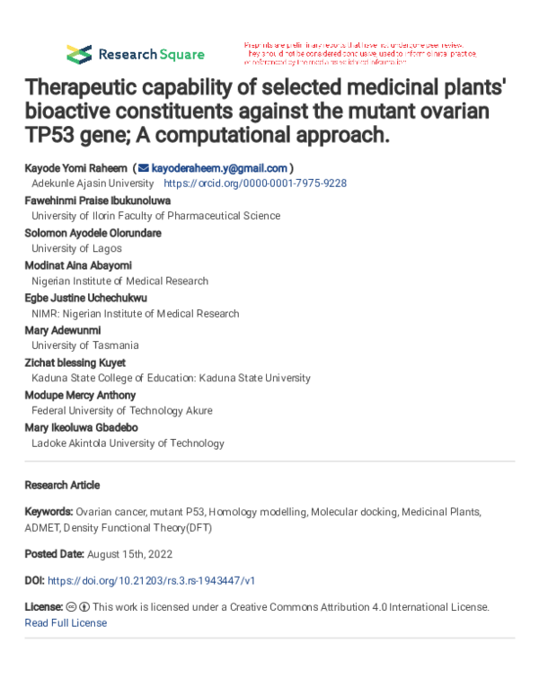 (PDF) Therapeutic capability of selected medicinal plants' bioactive ...