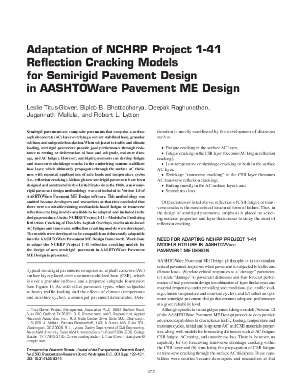 (PDF) Adaptation of NCHRP Project 1-41 Reflection Cracking Models for ...