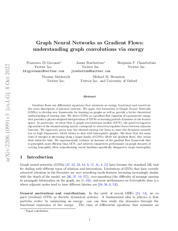 (PDF) Graph Neural Networks as Gradient Flows