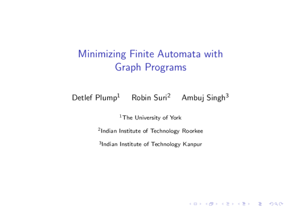 (PDF) Minimizing Finite Automata with Graph Programs