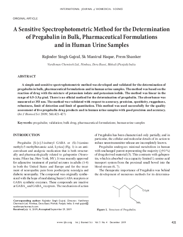 Pdf A Sensitive Spectrophotometric Method For The Determination Of