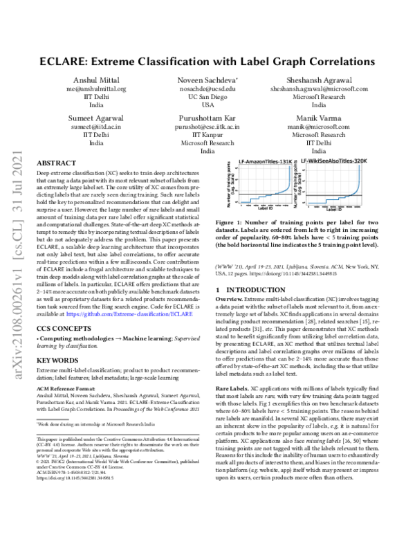 (PDF) ECLARE: Extreme Classification with Label Graph Correlations
