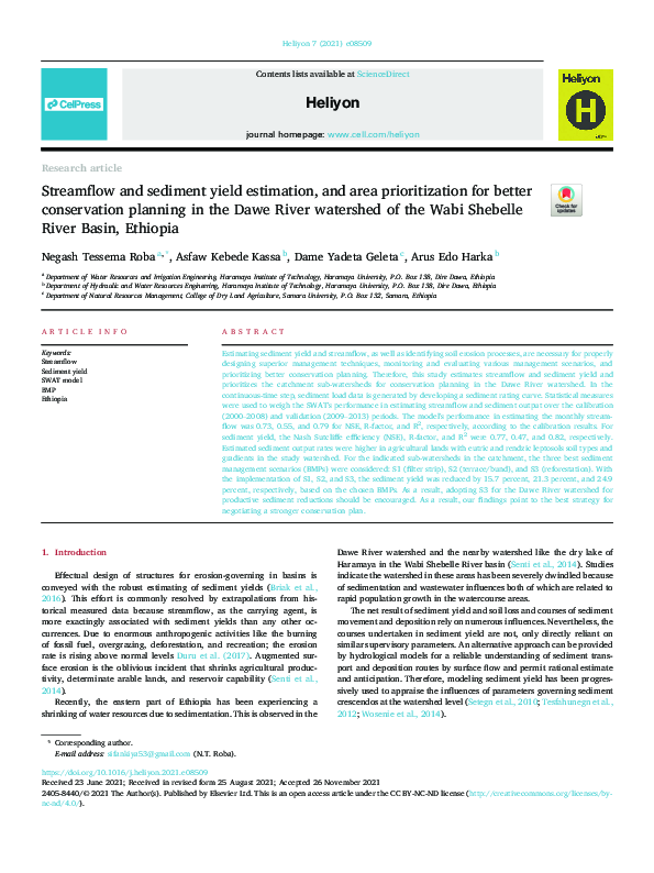 Pdf Streamflow And Sediment Yield Estimation And Area Prioritization For Better Conservation