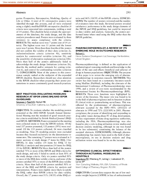 (PDF) PMD11: Best Practices: Evaluating Modeling Research at Ispor ...