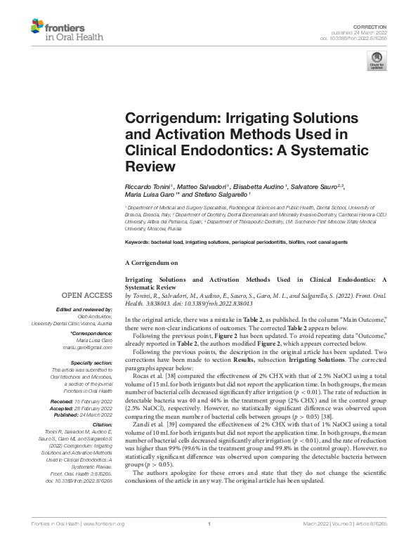 (PDF) Corrigendum: Irrigating Solutions and Activation Methods Used in Clinical Endodontics: A ...