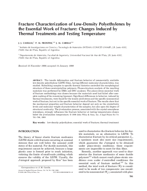 (PDF) Fracture characterization of low-density polyethylenes by the ...