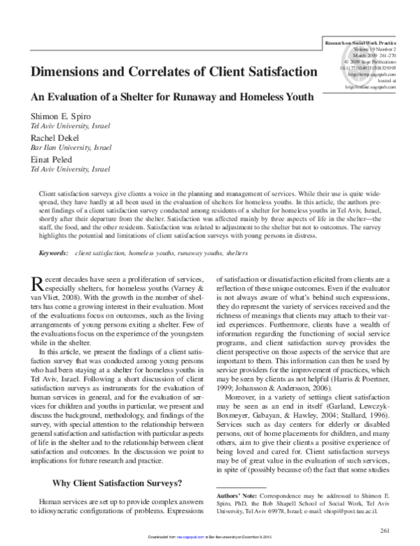 (PDF) Dimensions and Correlates of Client Satisfaction