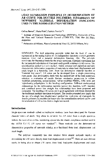 (PDF) Load separation principle in determination of J-R curve for ...