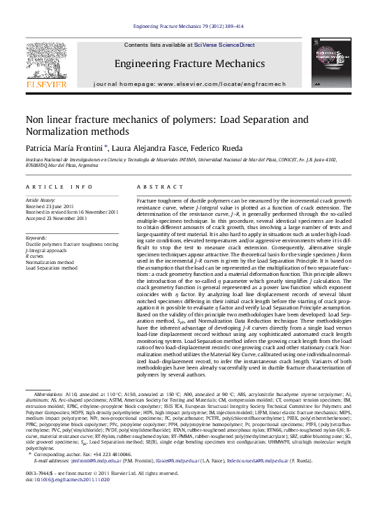 (PDF) Non linear fracture mechanics of polymers: Load Separation and ...