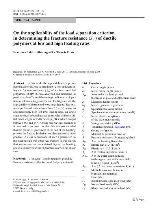 (PDF) On the applicability of the load separation criterion in ...