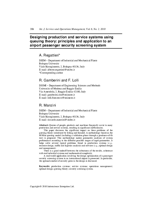 (PDF) Designing production and service systems using queuing theory ...