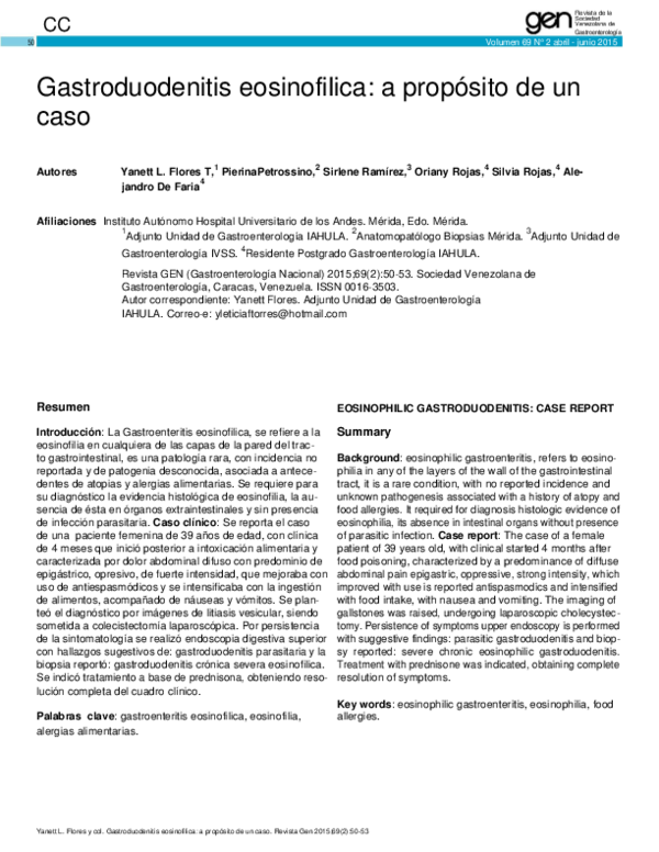 (PDF) Gastroduodenitis eosinofilica: a propósito de un caso