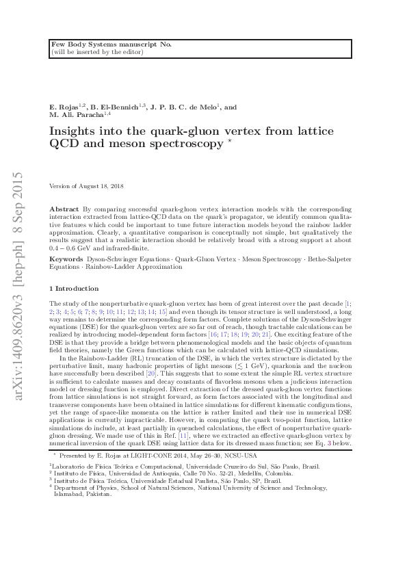 (PDF) Insights into the Quark–Gluon Vertex from Lattice QCD and Meson ...