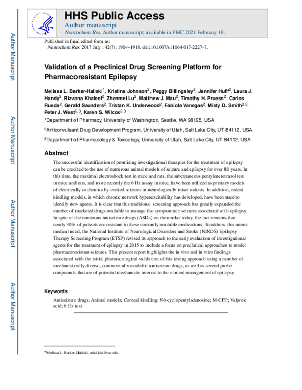 (PDF) Validation of a Preclinical Drug Screening Platform for ...