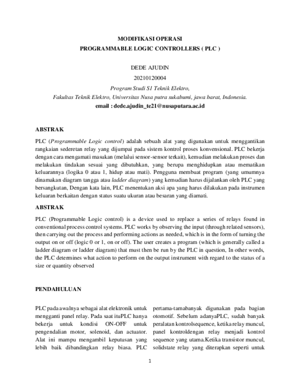 (PDF) MAKALAH MODIFIKASI OPERASI PLC