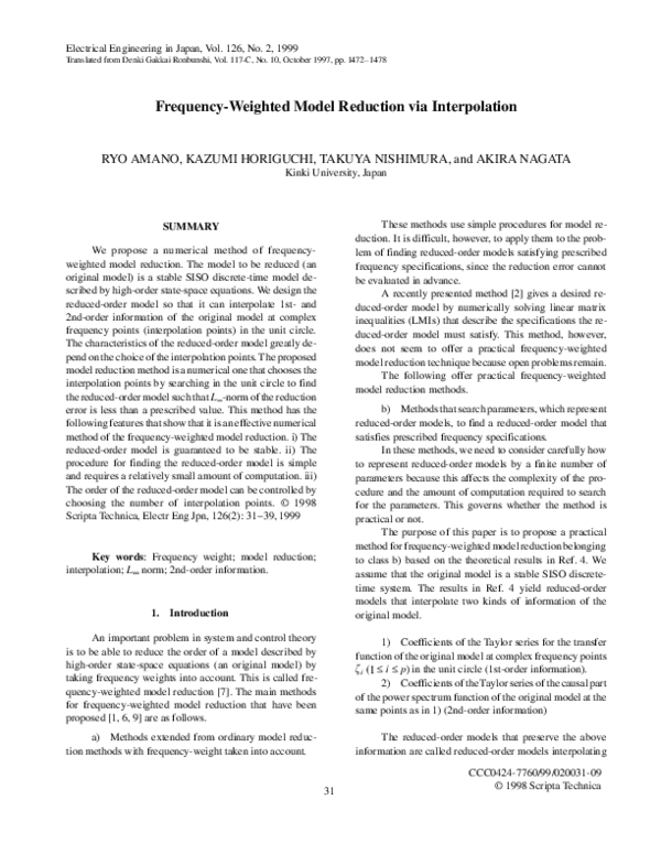 (PDF) Frequency-weighted model reduction via interpolation