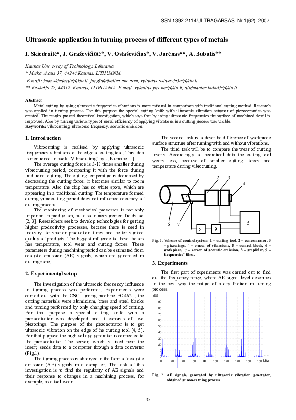 (PDF) Ultrasonic application in turning process of different types of ...