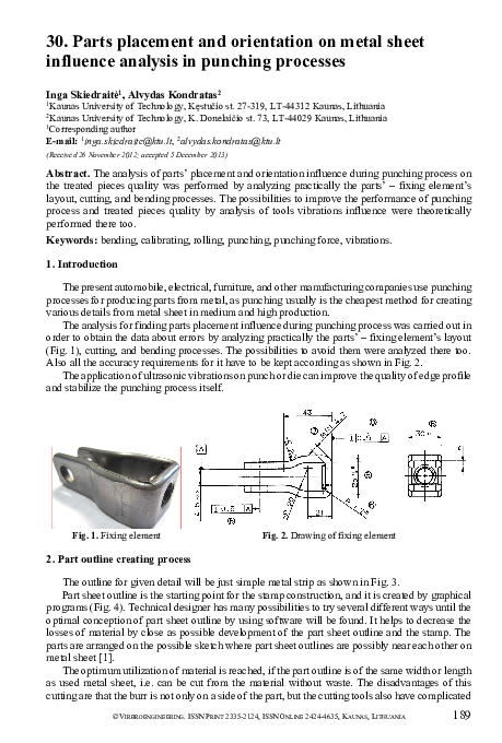 (PDF) Parts placement and orientation on metal sheet influence analysis ...