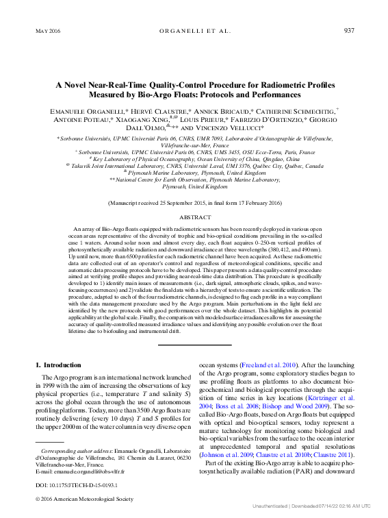 (PDF) A Novel Near-Real-Time Quality-Control Procedure for Radiometric ...