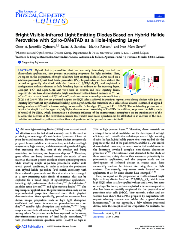 (PDF) Bright Visible-Infrared Light Emitting Diodes Based on Hybrid Halide Perovskite with Spiro ...