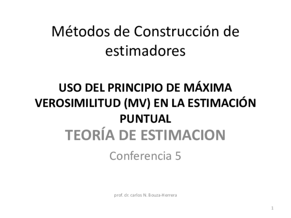 (PDF) USO DEL PRINCIPIO DE MÁXIMA VEROSIMILITUD (MV) EN LA ESTIMACIÓN PUNTUAL