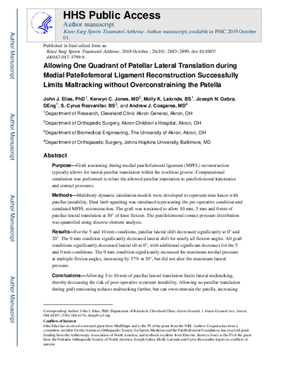 (PDF) Allowing one quadrant of patellar lateral translation during ...