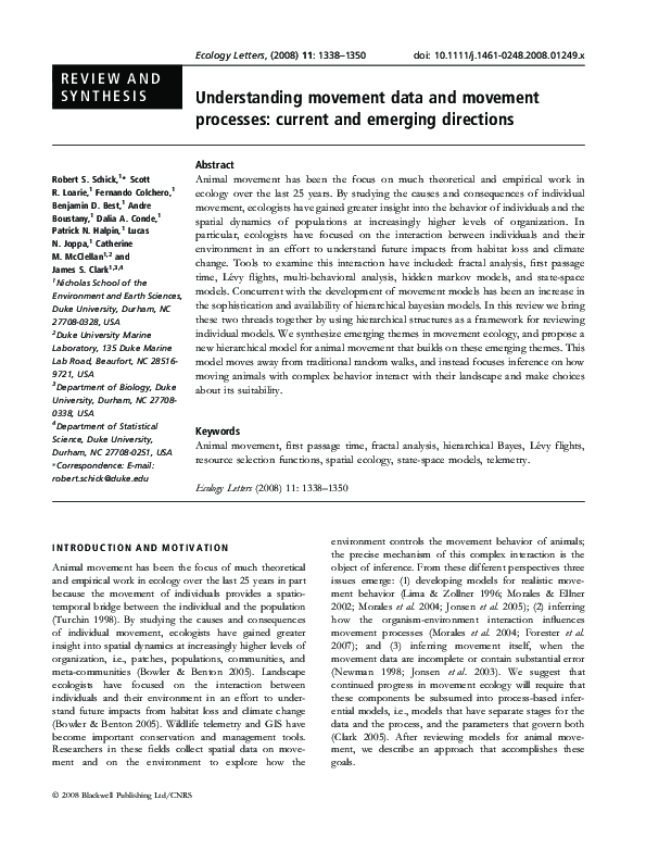 (PDF) Understanding movement data and movement processes: current and ...