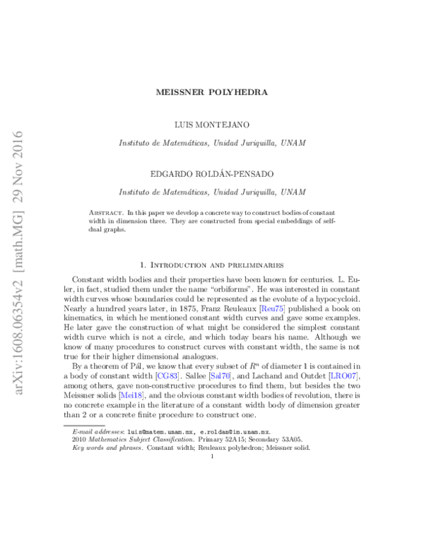 (PDF) Meissner Polyhedra