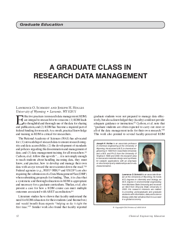 (PDF) Graduate Class in†Research Data Management