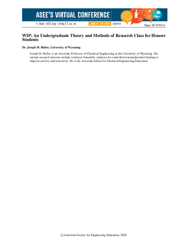 (PDF) Work in Progress: An Undergraduate Theory and Methods of Research ...