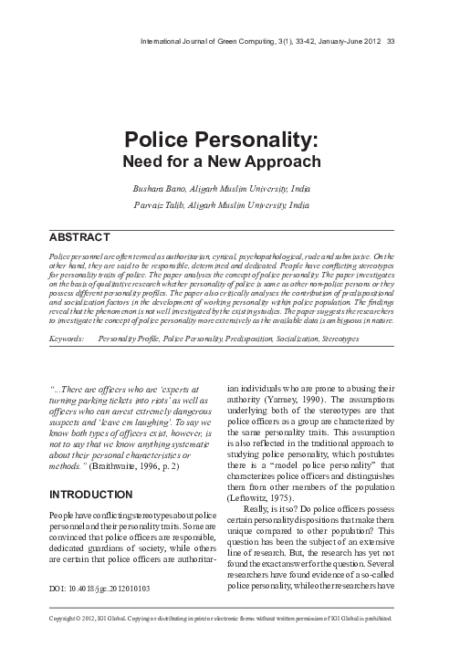 (PDF) Police Personality
