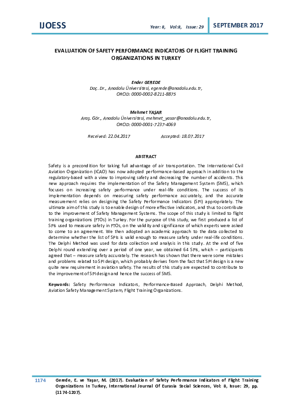 (PDF) Evaluation of Safety Performance Indicators of Flight Training ...