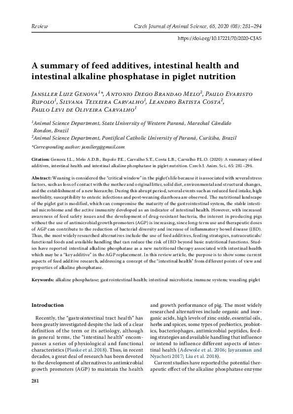 (PDF) A summary of feed additives, intestinal health and intestinal ...