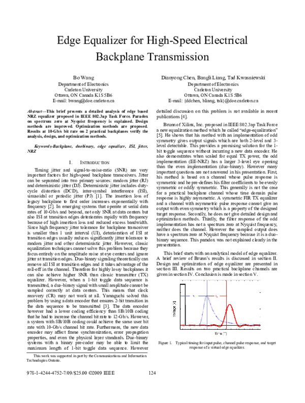 (PDF) Edge equalizer for high-speed electrical backplane transmission