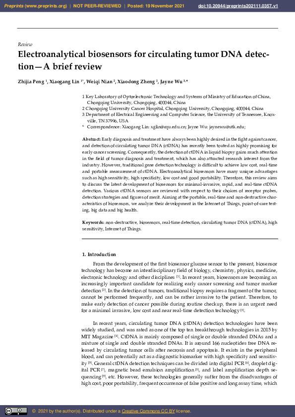 (PDF) Electroanalytical Biosensors for Circulating Tumor DNA Detection ...