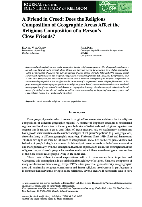 (PDF) A Friend in Creed: Does the Religious Composition of Geographic ...