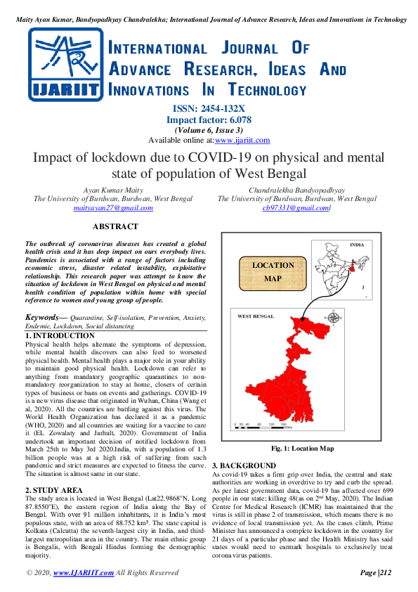 (PDF) Impact of lockdown due to COVID-19 on physical and mental state ...