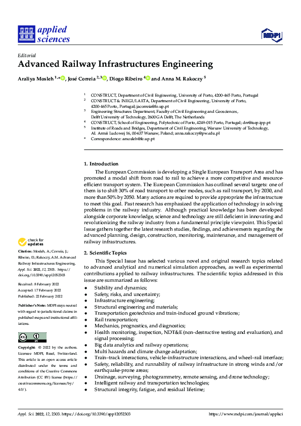 Pdf Advanced Railway Infrastructures Engineering