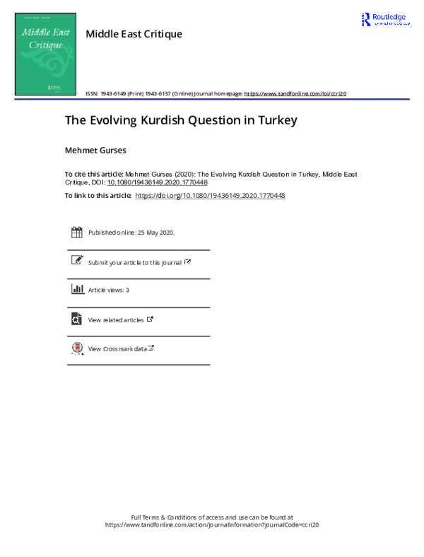 (PDF) The Evolving Kurdish Question in Turkey