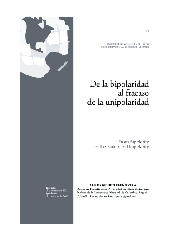 (PDF) De la bipolaridad al fracaso de la unipolaridad