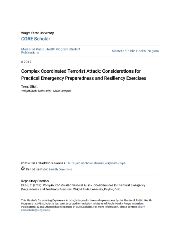 (PDF) Complex Coordinated Terrorist Attack: Considerations for Practical Emergency Preparedness ...