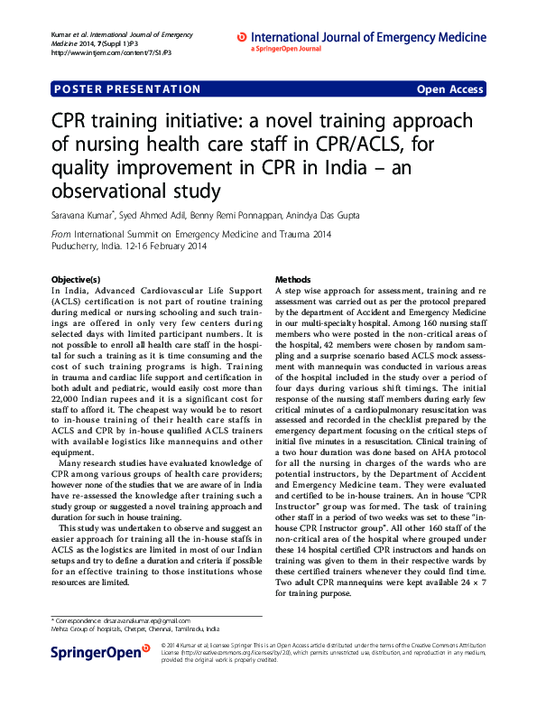 (PDF) CPR training initiative: a novel training approach of nursing health care staff in CPR ...