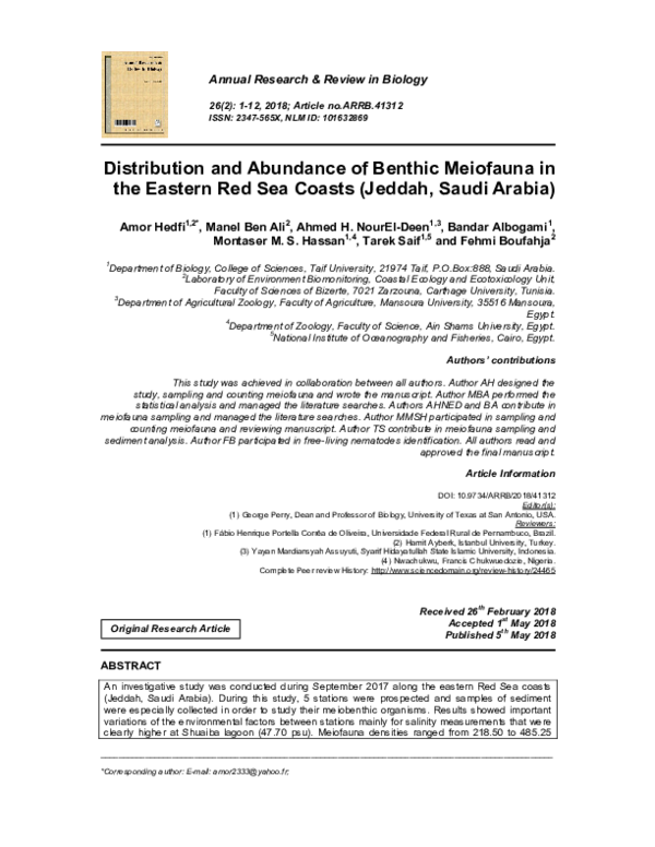 (PDF) Distribution and Abundance of Benthic Meiofauna in the Eastern ...