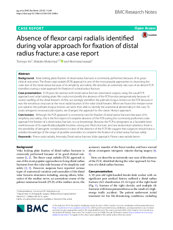 (PDF) Absence of flexor carpi radialis identified during volar approach ...