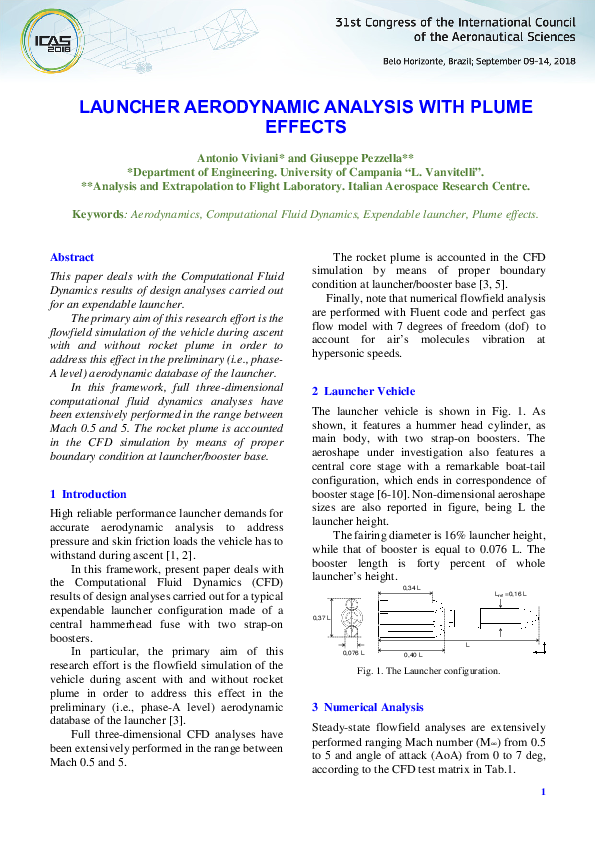 (PDF) Launcher Aerodynamic Analysis with Plume Effects