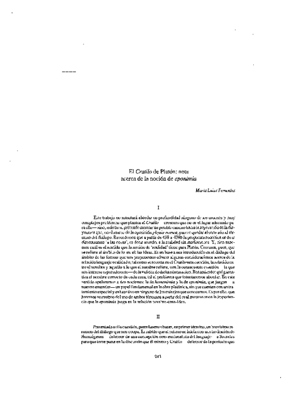 (PDF) El Cratilo de Platón: nota acerca de la noción de eponimia
