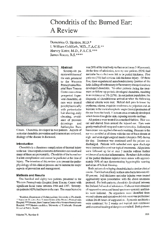 (PDF) Chondritis of the Burned Ear: A Review | James Rocco - Academia.edu